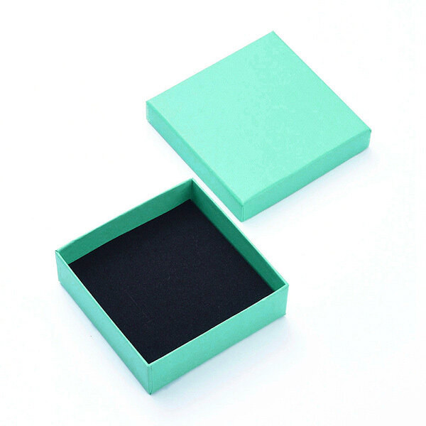 Подарочная коробочка, 9х9х3см, текстурированная, бирюзово-голубая, 1 шт.