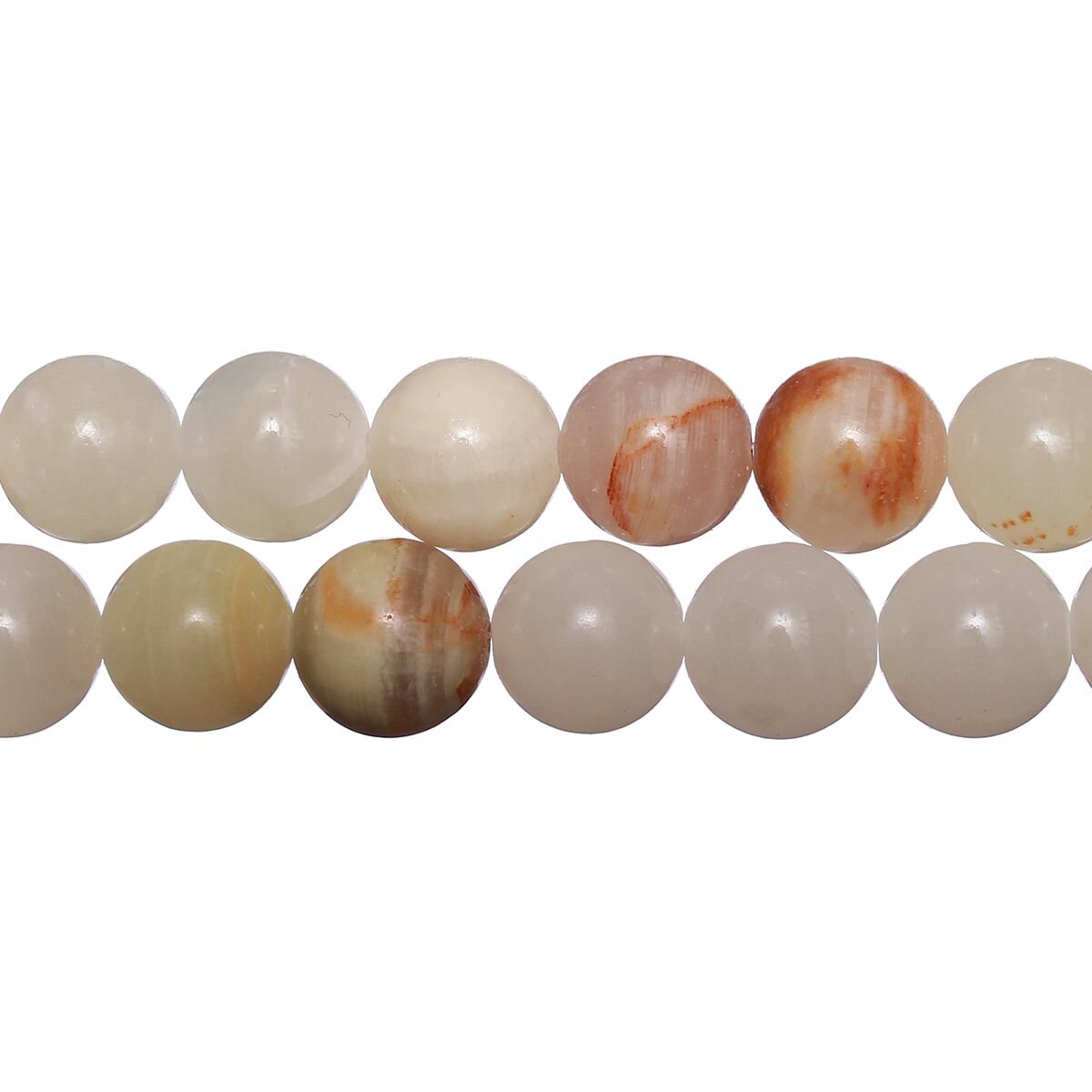 Бусины каменные, оникс, белый, 12мм, 33 шт, низка