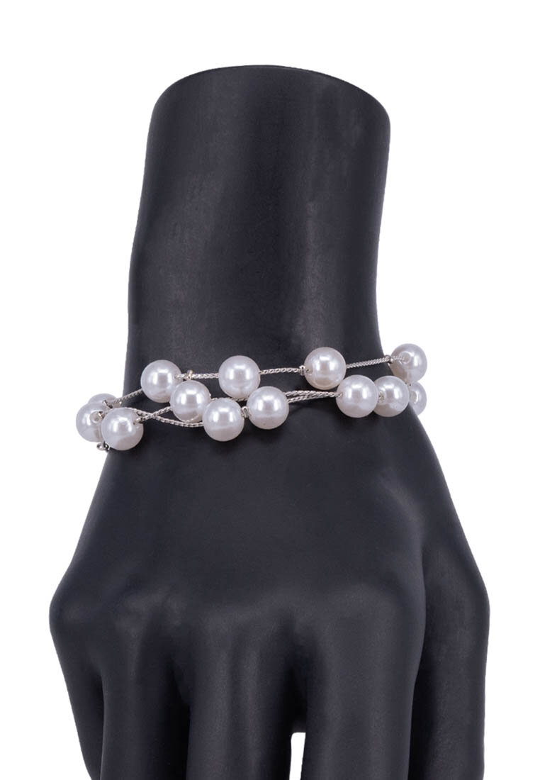 Жесткий браслет, жемчуг имитация