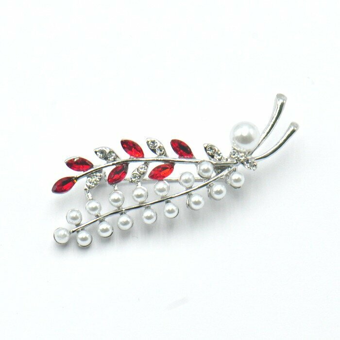 Брошь, кристаллы Swarovski, жемчуг имитация