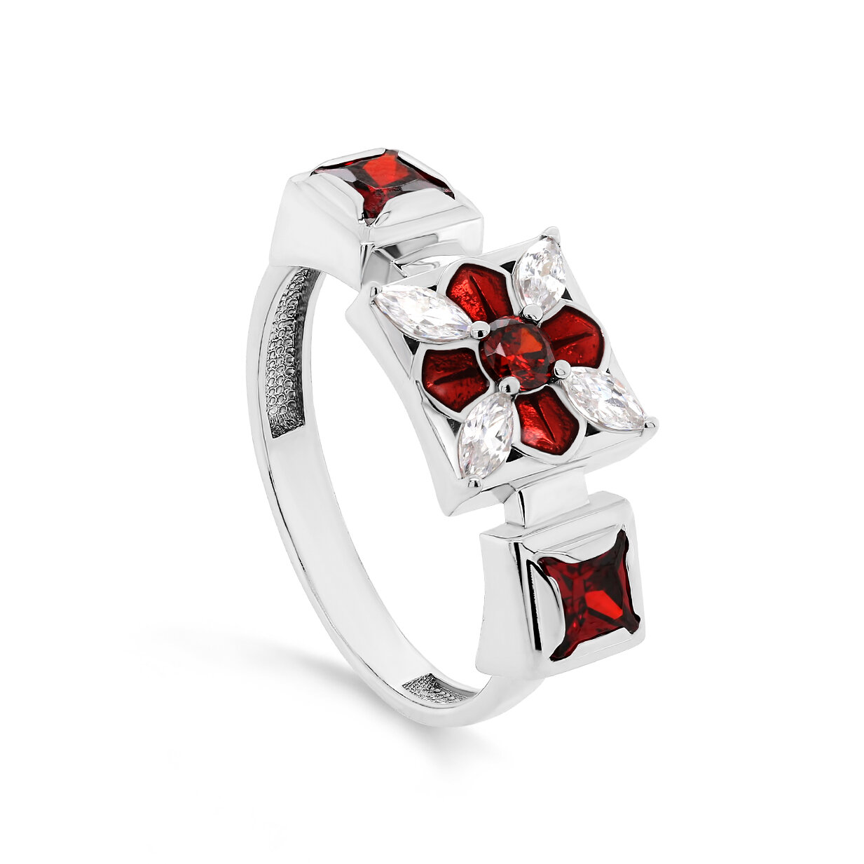 Кольцо, серебро, 925 проба, фианит