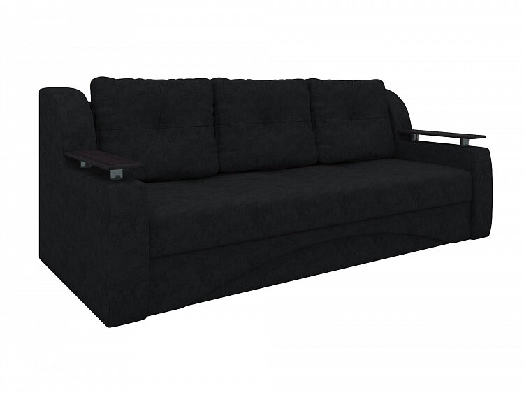 Прямой диван Сенатор черный, еврокнижка, 222х105х76 см, с ящиком для белья