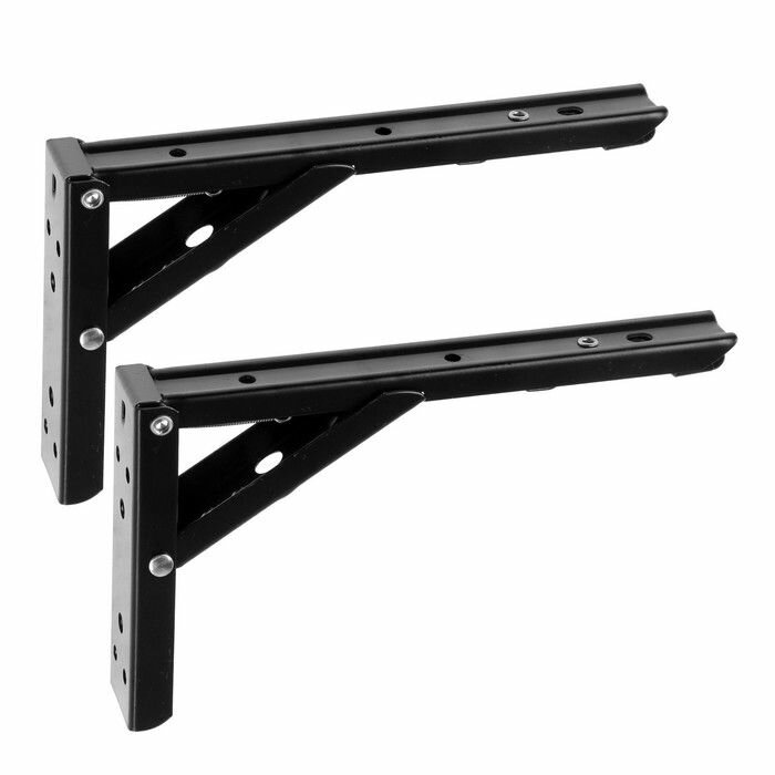 Кронштейн складной для столов и полок тундра, F001 , 2 шт, длина 200 мм, сталь, цвет черный 9703
