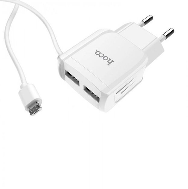 Сетевое зарядное устройство Hoco C59A Mega Joy Double Port Charger For Type-C (EU) 2*USB, 2.4А, белый