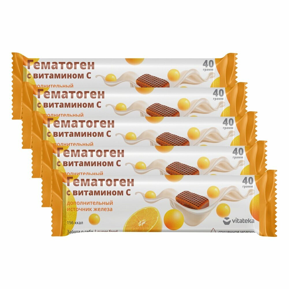 Гематоген Vitateka с витамином С 40 гр. х 5 шт.