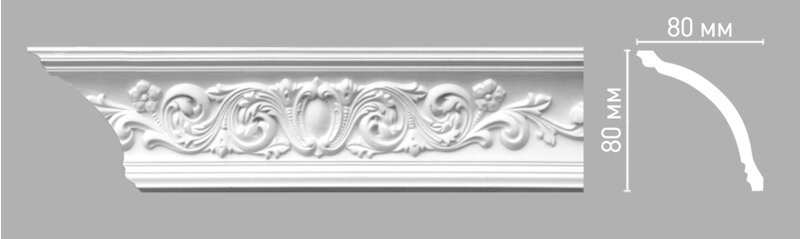 Плинтус Потолочный с Рисунком Decomaster 95022 В80хШ80хД2400 / Декомастер.