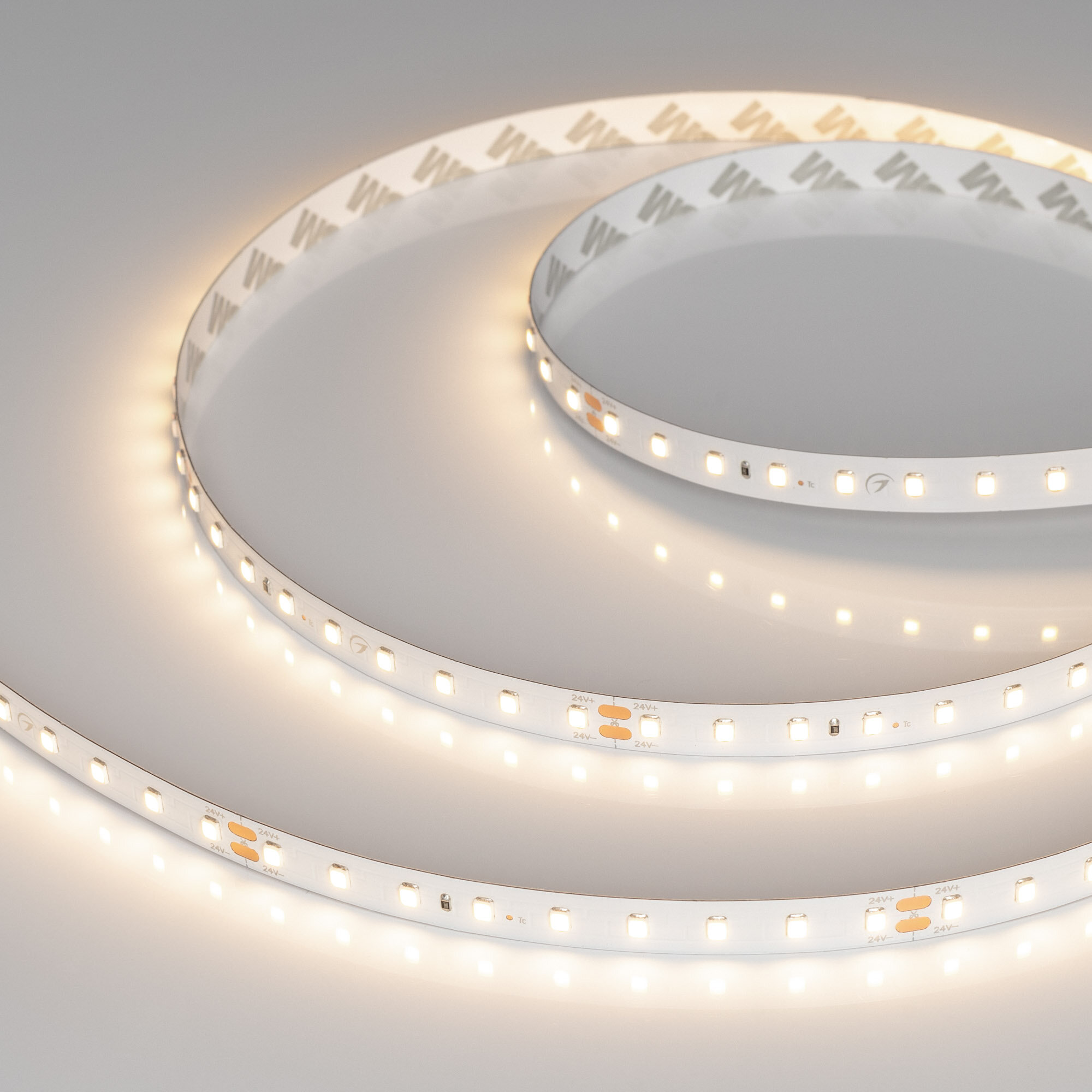 Светодиодная Лента RT-A90-10mm 24V Warm3000 (4.8 W/m, IP20, 2835, 5m) (Arlight, высок. эфф.200 лм/Вт) 038778