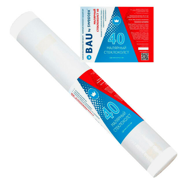 Стеклохолст BAU by SWEDTEX паутинка 40г/м2 50х1м белый, арт. R140
