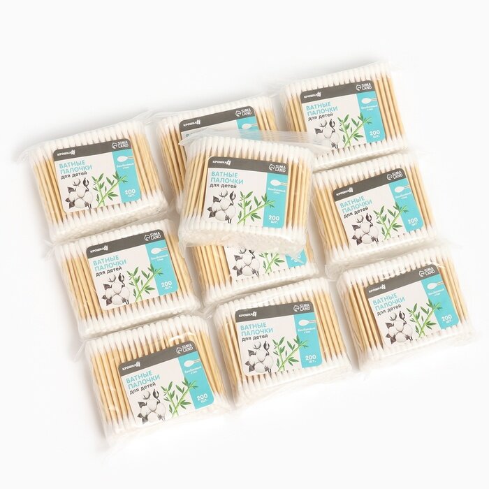 Ватные палочки, наконечник - классика, хлопок/бамбук(стик) 1000 шт, 10360556