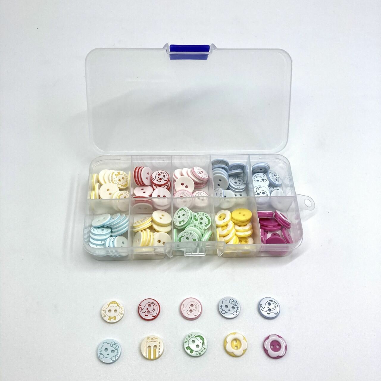 Пуговицы / Набор детских пуговиц, 2 прокола, d 12,5 мм / анималистичный принт (ассорти)