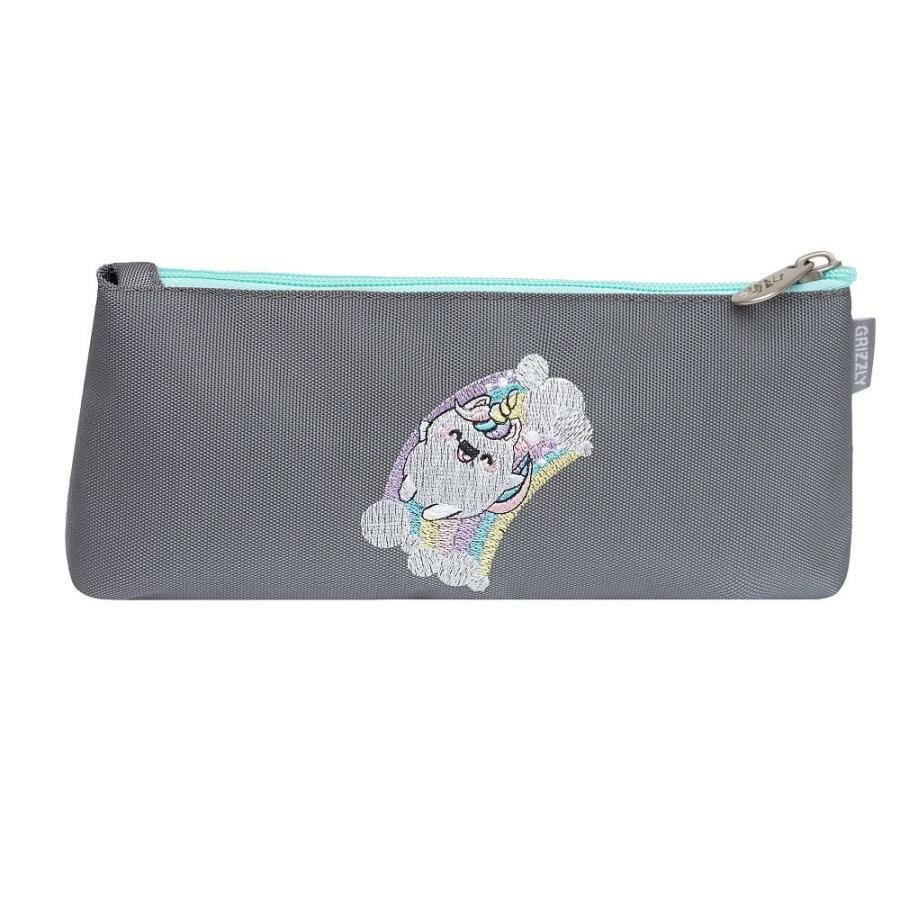 Пенал GRIZZLY с одним отделением , мягкий, для школы, для девочек PL-33-17/1