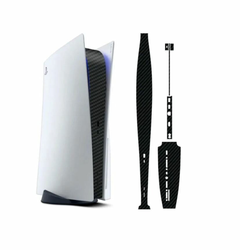 Защитная наклейка на центральную часть Sony Playstation 5 Slim, Черный карбон
