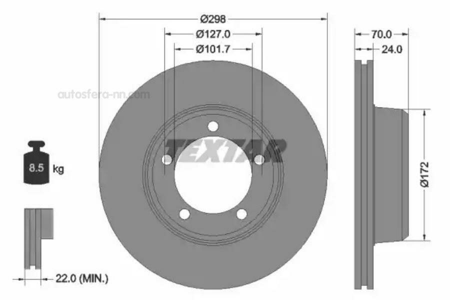 TEXTAR 92061300 92061300 диск тормозной передний!\ Land Rover Defender/Discovery/Range Rover 2.5-3.5 90-06