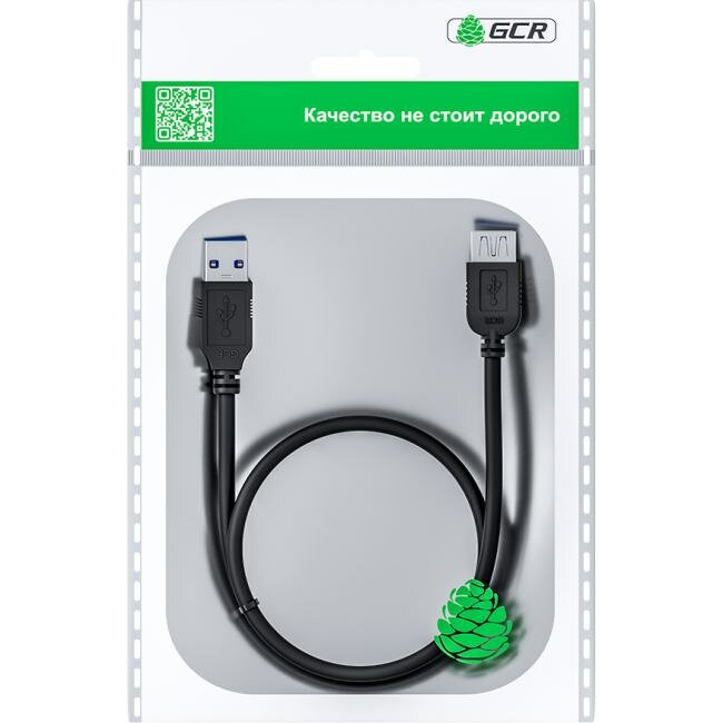 Greenconnect GCR-52702 Удлинитель 3.0m USB 3.0, AM/AF, черный,