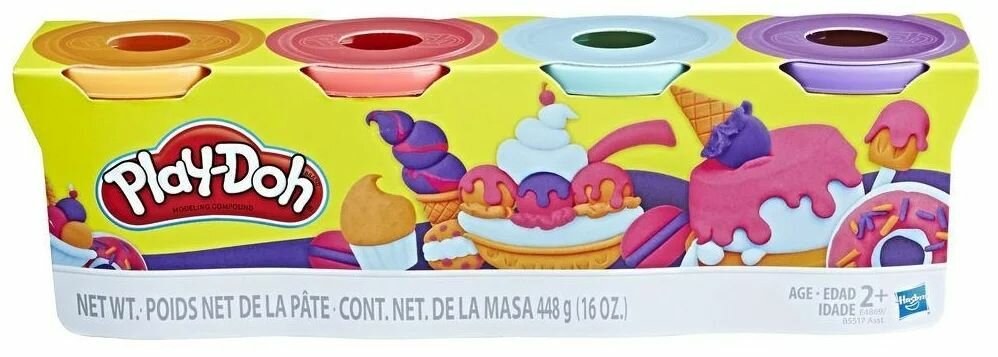 Масса для лепки Play-Doh Набор 4 банки, пастельные цвета, 448 гр (E4869/B5517)