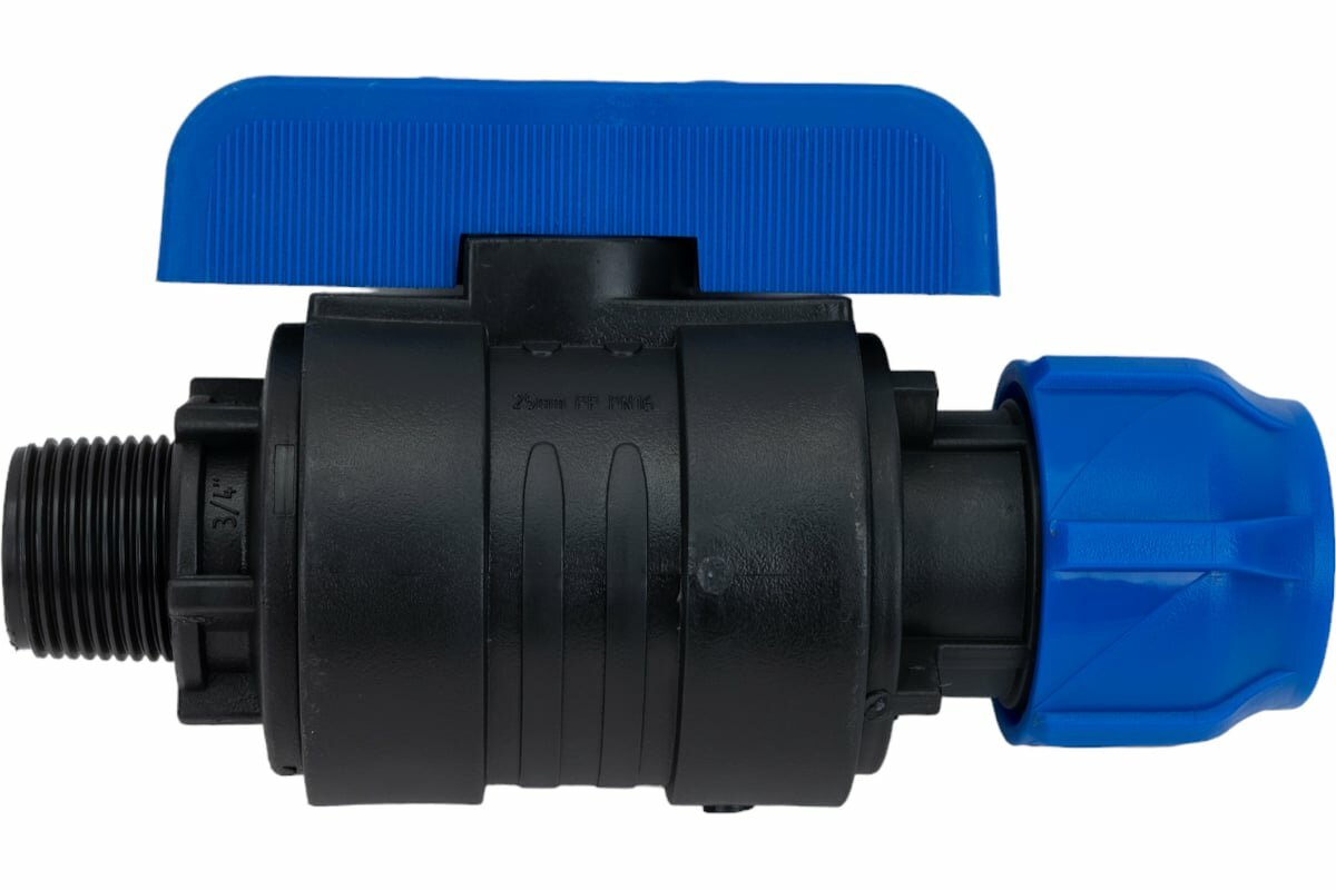 VALFEX шаровой кран ПНД компрессионный цанга наружная резьба разборный 25x3/4'