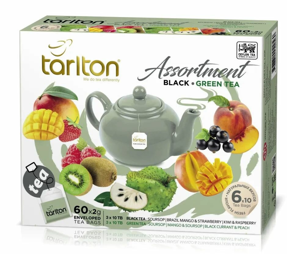 Чай Тарлтон черный-зеленый 60пак х 1шт. Tarlton Assortment Black-Green tea
