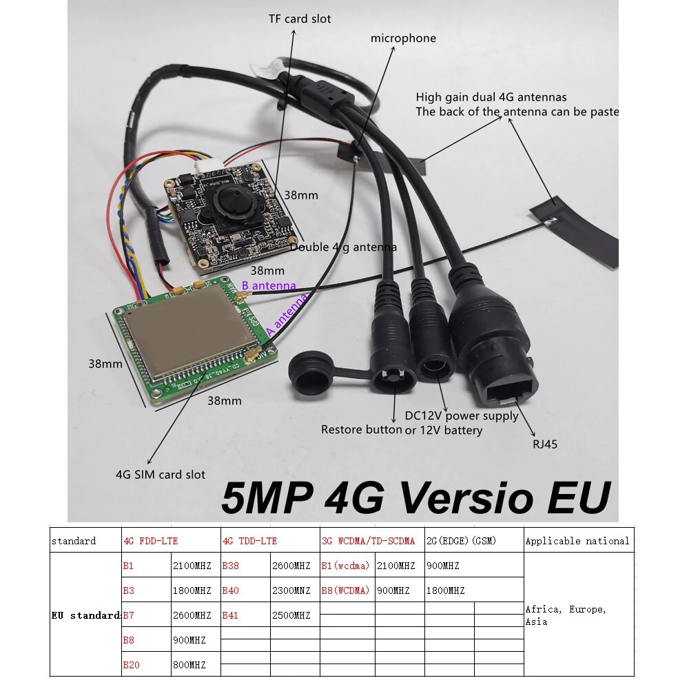 HQCAM мини-камера видеонаблюдения 4G 5MP 5MP 4G EU, Европейская вилка (EU Plug)