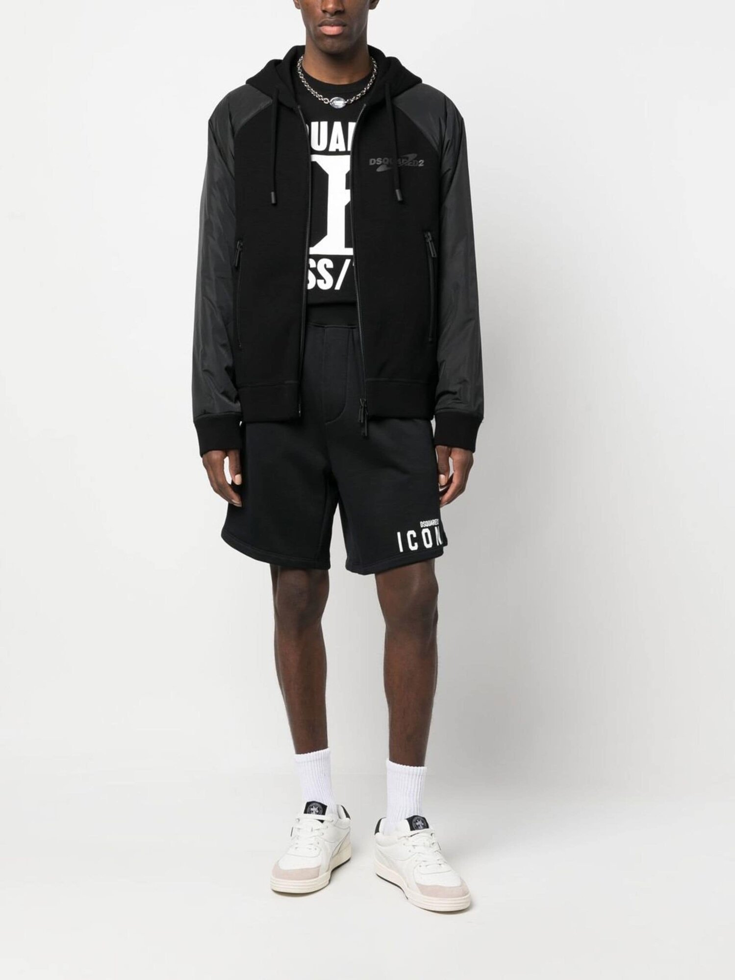 Куртка DSQUARED2 Logo-print hooded jacket, размер M, black/black — фото 1