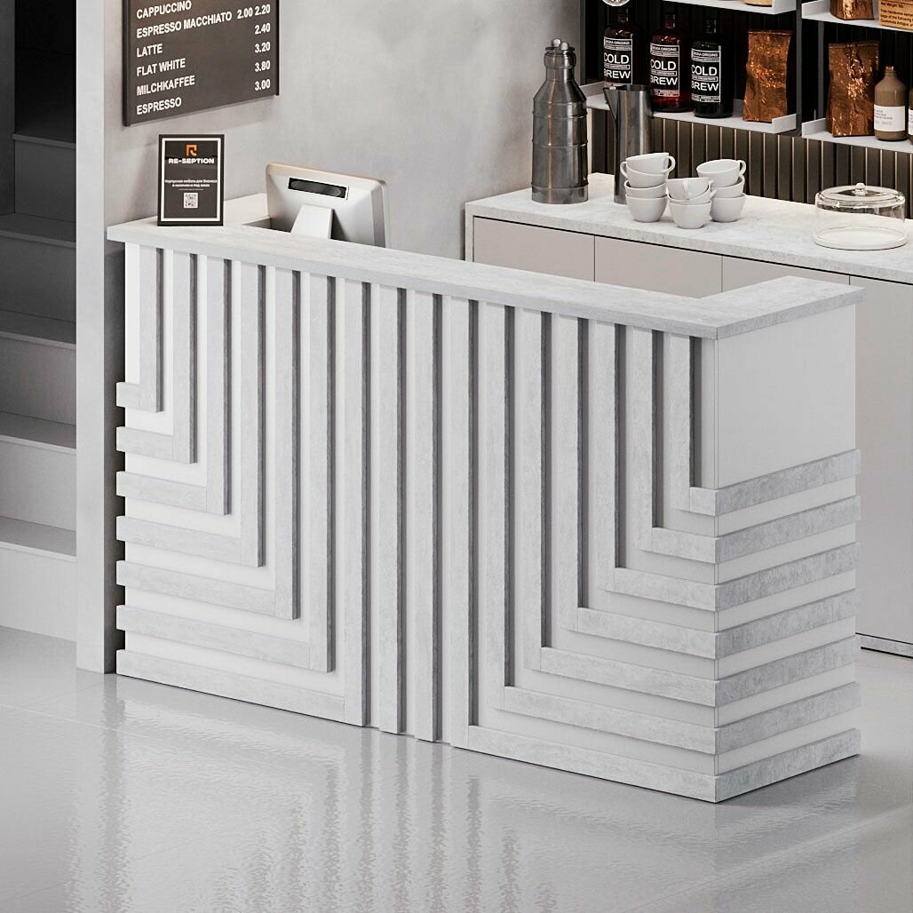 Барная стойка "Нептун" Белый/Цемент Светлый, 1560х1200х634 Без подсветки