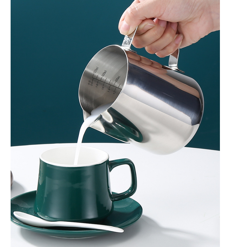 Профессиональный молочни питчер MyPads для взбивания молока и сливок с мерной шкалой, сливочник для приготовления кофе, капучино, латте