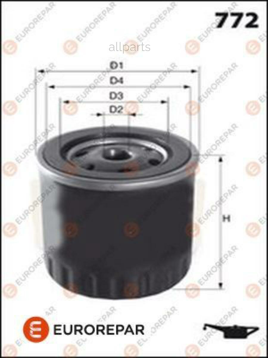 EUROREPAR 1616174580 Фильтр маслянный FORD Transit 100 1995- FORD Transit 150 1995- FORD Transit 190 1995-
