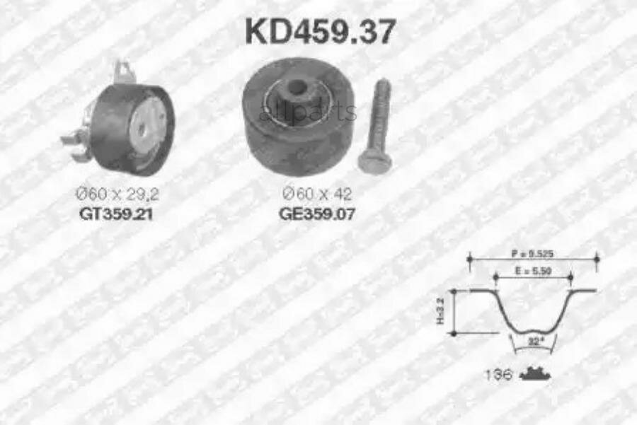 NTN-SNR KD45937 рем. к-кт ГРМ!\ Citroen Xantia, Peugeot 306/406 1.8 16V 95>