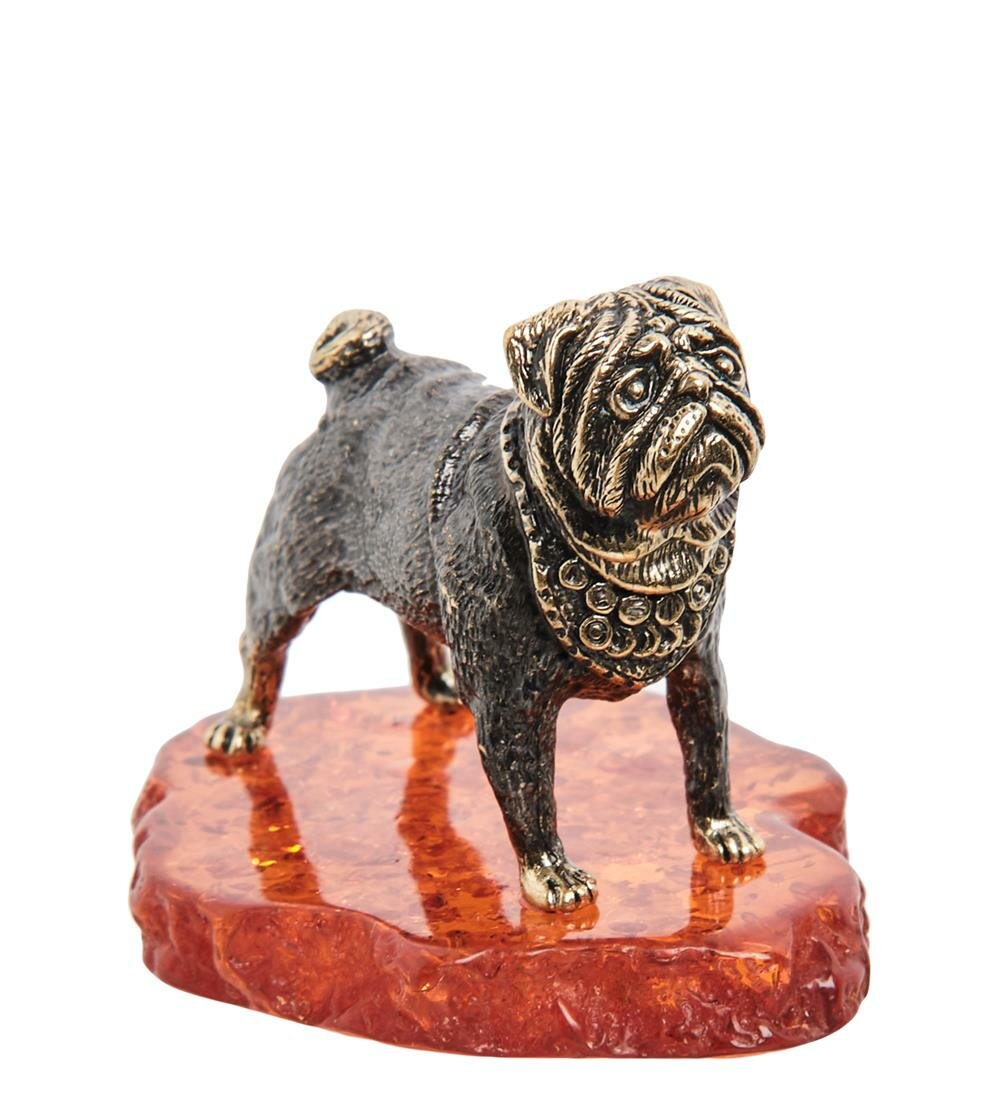 Фигурка Мопс (латунь, янтарь) A2088169 Народные промыслы бронзовый