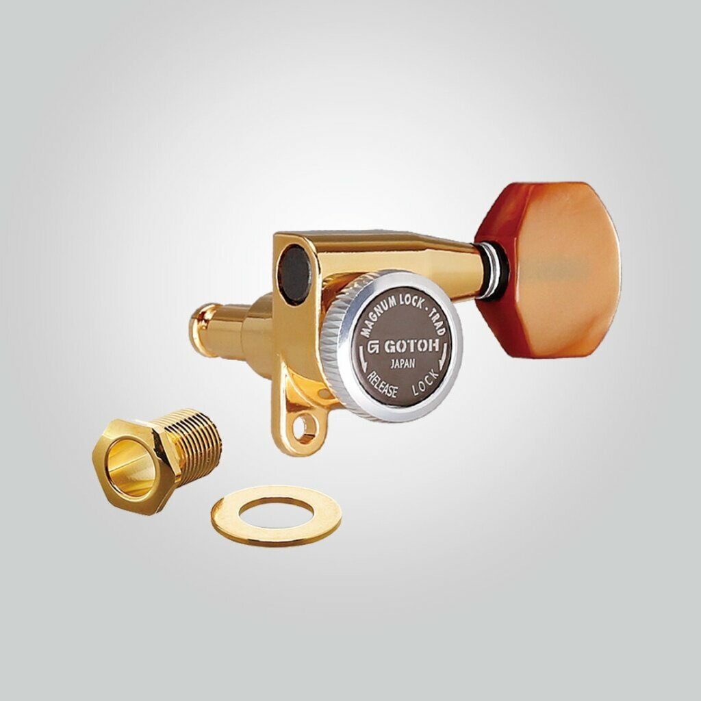Колок одиночный для электрогитары, GOTOH SG360-MGT-07-n, Long, левый, золотой