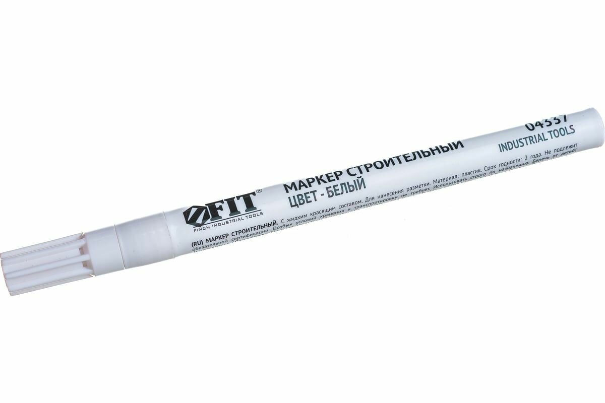 Строительный маркер с жидким красящим составом, белый FIT 04337