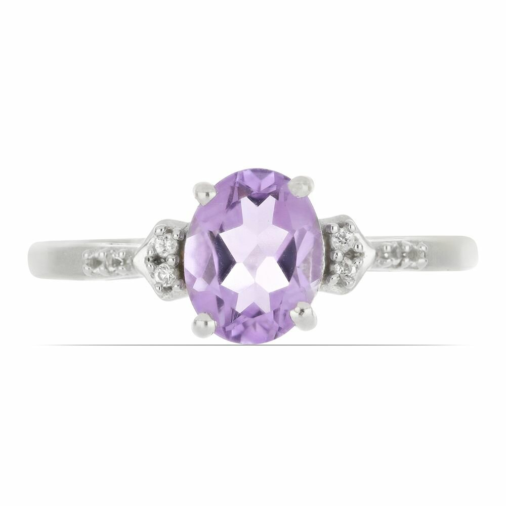 Кольцо тонкое, серебро, 925 проба, родирование, аметист, топаз