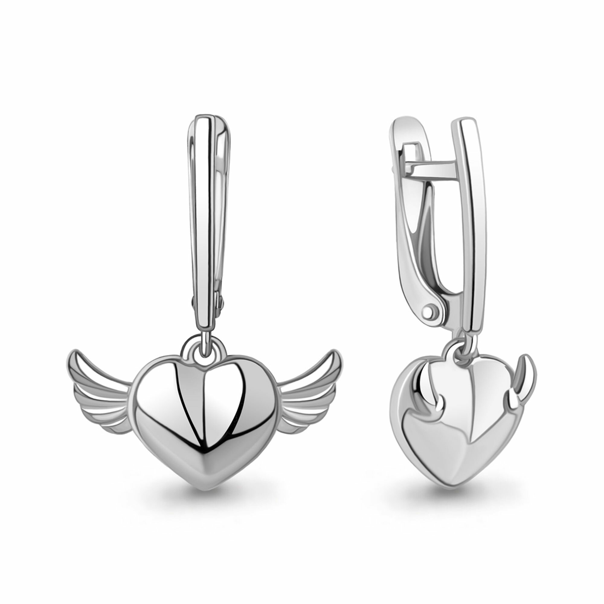 Серьги непарные, с подвесками, серебро, 925 проба, родирование