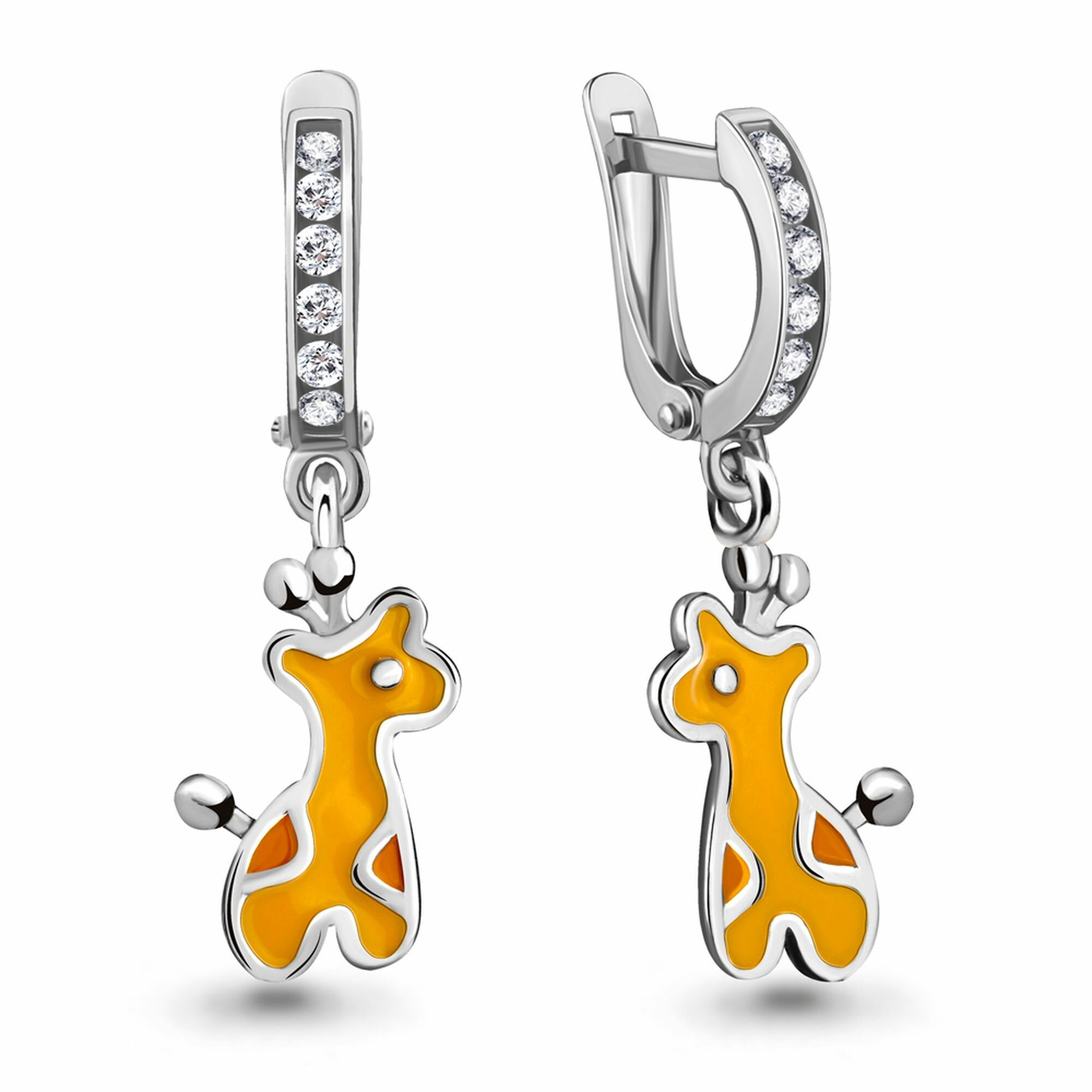 Серьги, серебро, 925 проба, родирование, фианит