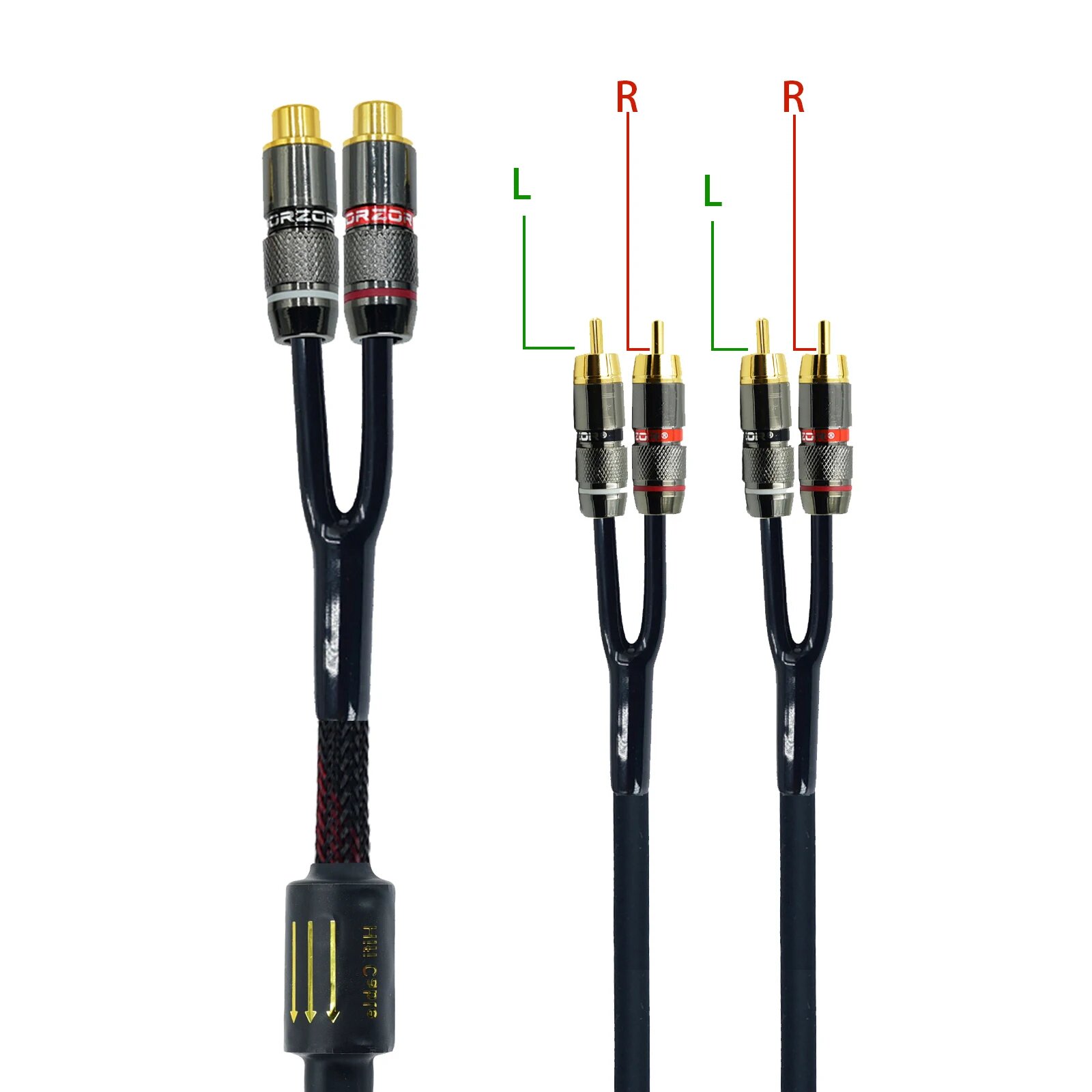 RCA разветвитель 2 входа 4 выхода rca to rca LR.LR, 0.5m