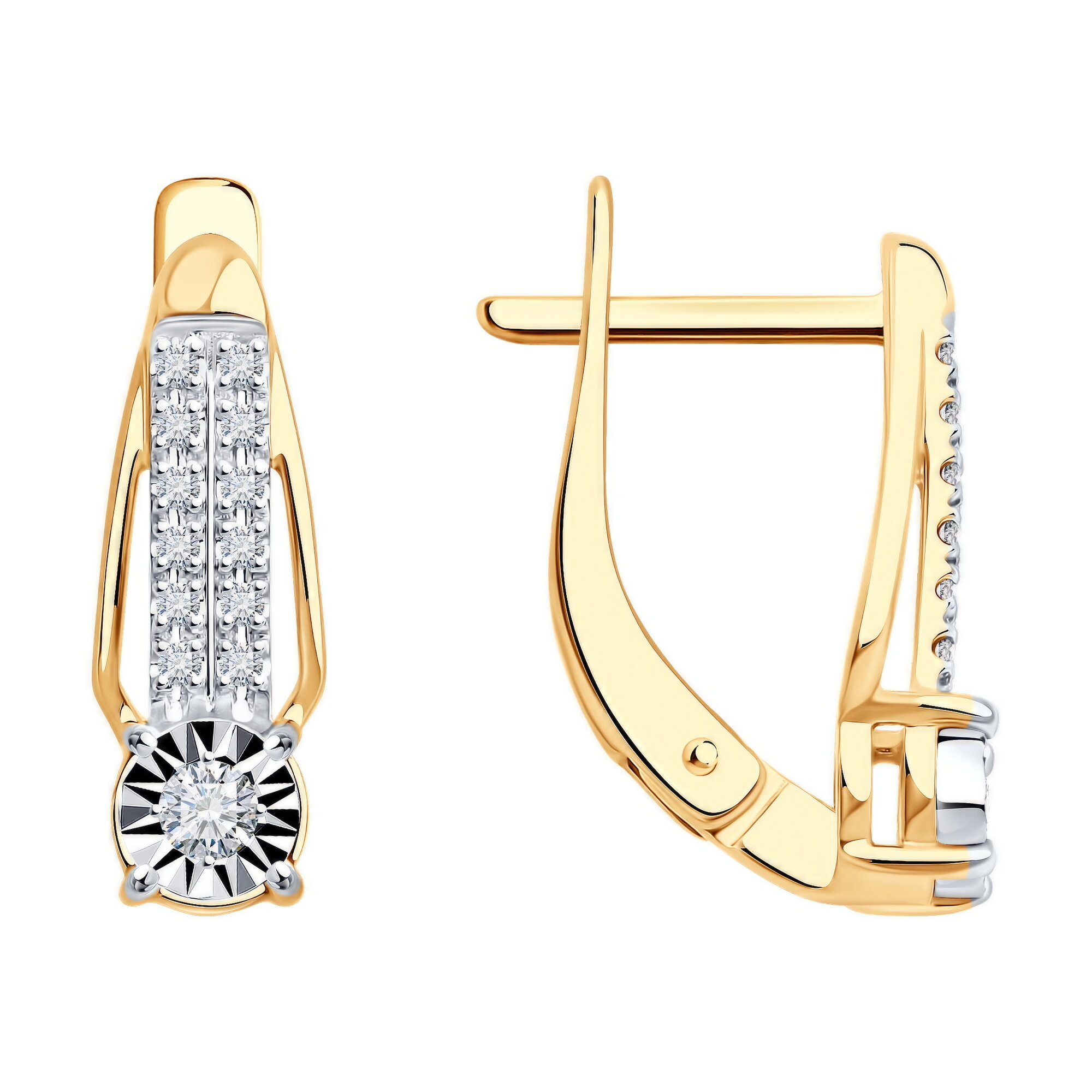 Серьги Diamant online, красное золото, 585 проба, бриллиант