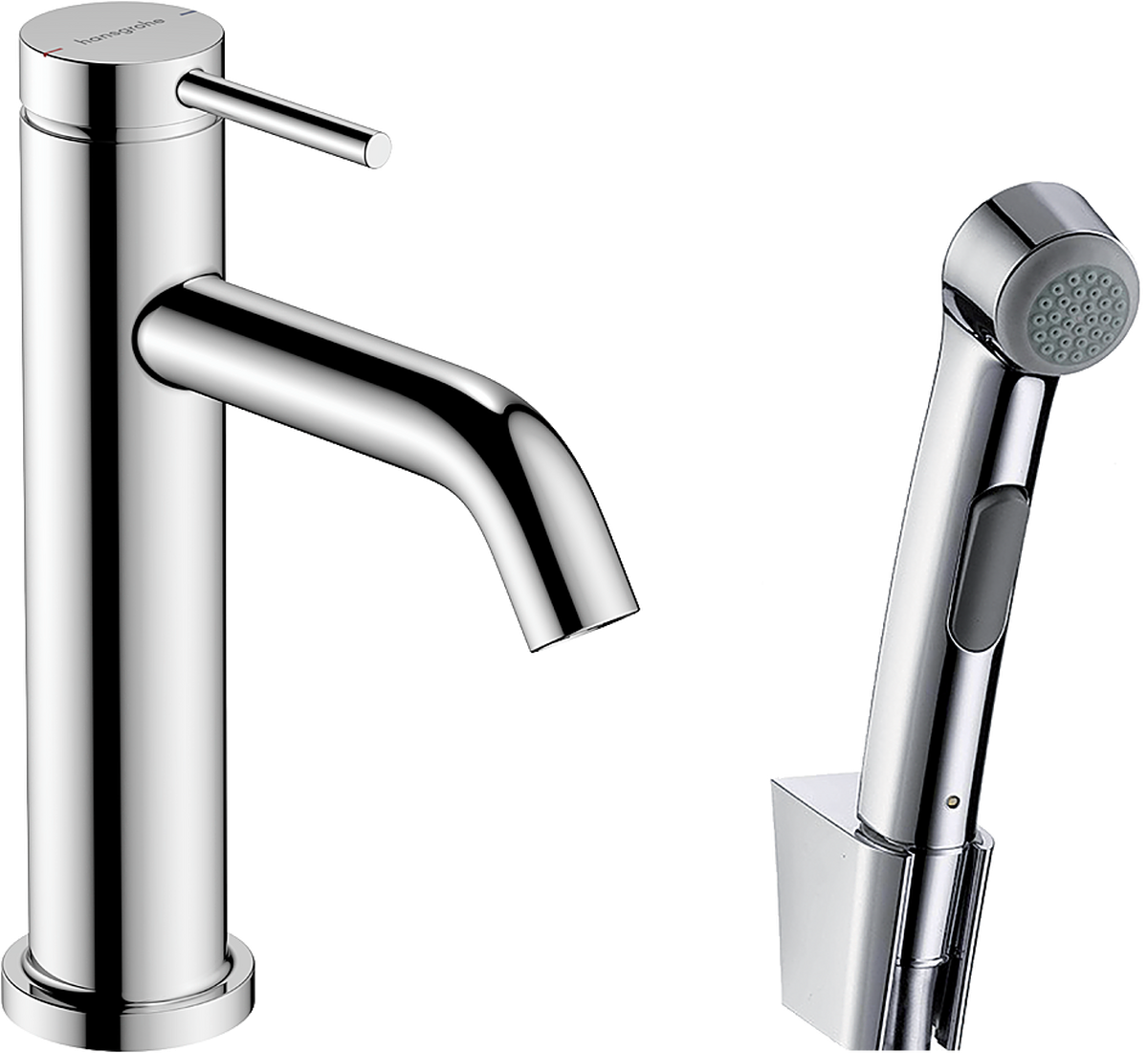 Смеситель для раковины hansgrohe Tecturis S 110 с гигиеническим душем и душевым шлангом, 73211000, хром