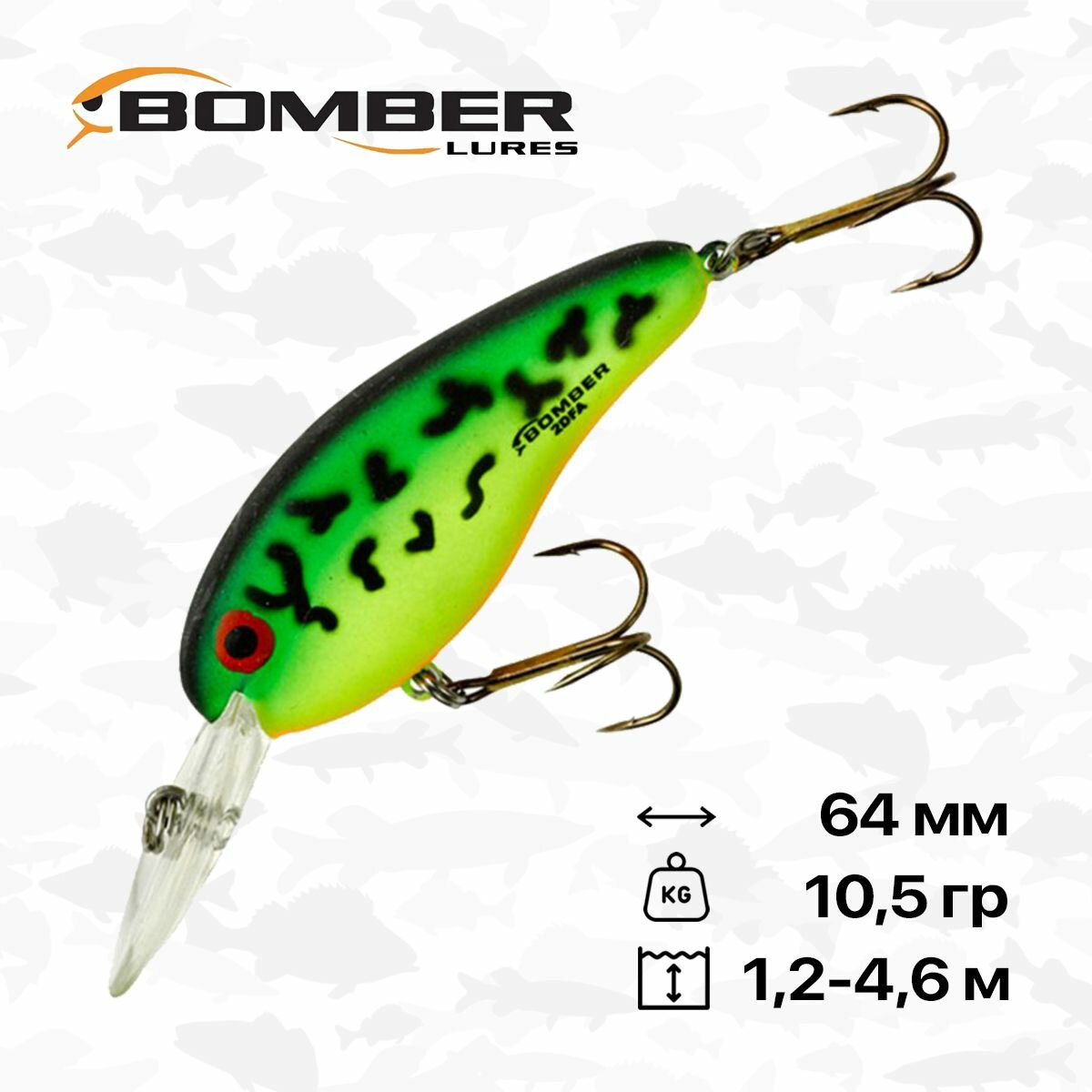 Воблер Bomber Deep Flat A B02DFA, 64 мм, 10,5 гр, #FT