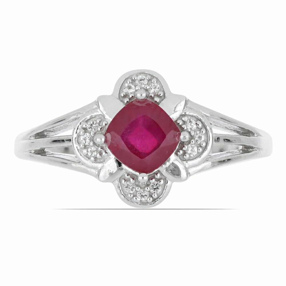 Кольцо Ювелирия, серебро, 925 проба, родирование, рубин, топаз