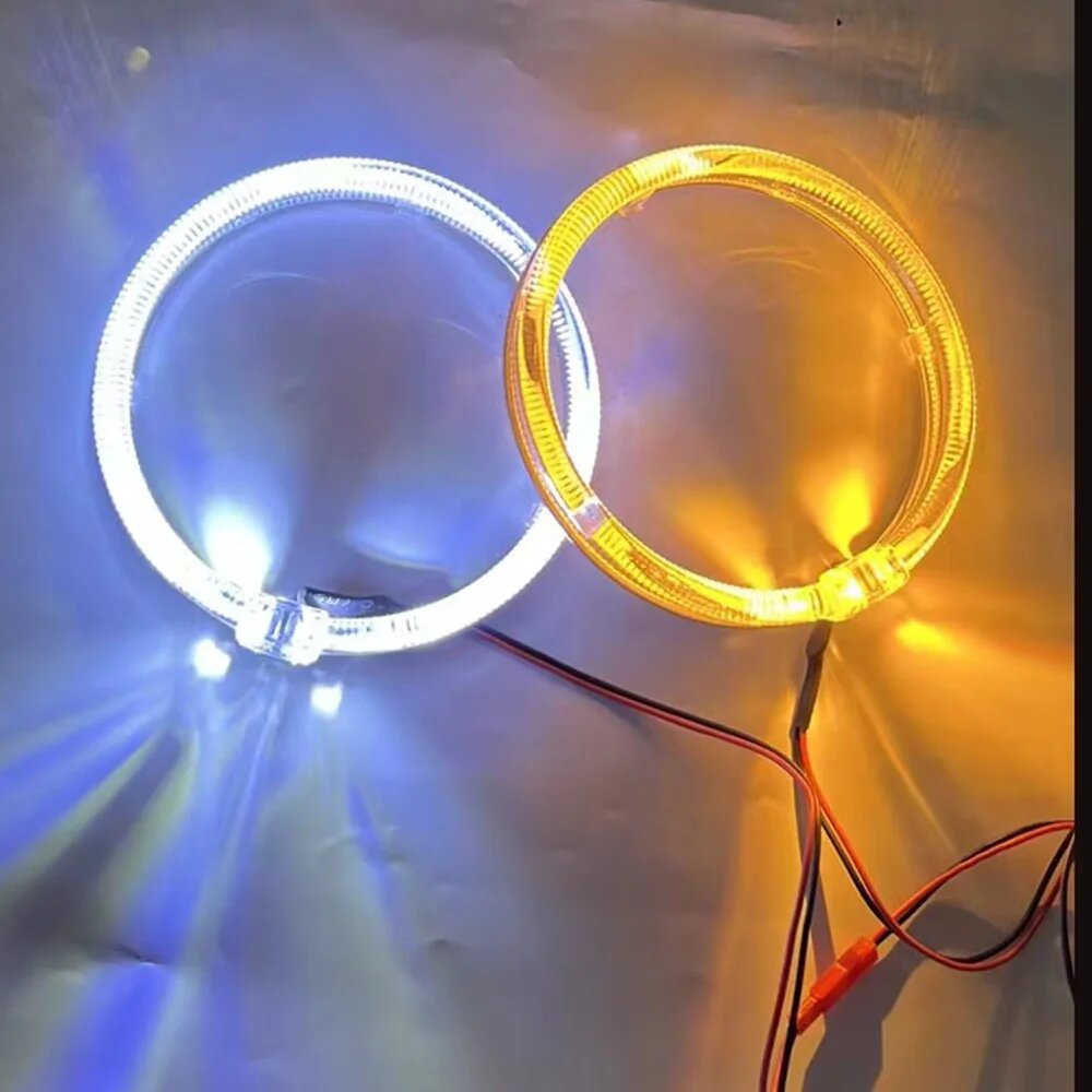 Белые янтарные Автомобильные светодиодные глаза ангела, кольца с ореолом 80 мм, 95 мм, 105 2PCS 80mm