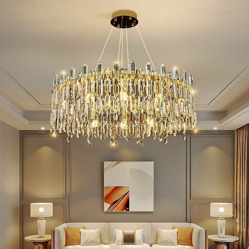 Люстра Xрустальная/люстра хрустальная потолочная ATABB B062-2 Золотой светильник Регулируемый Диаметр 600MM E14 Лампа