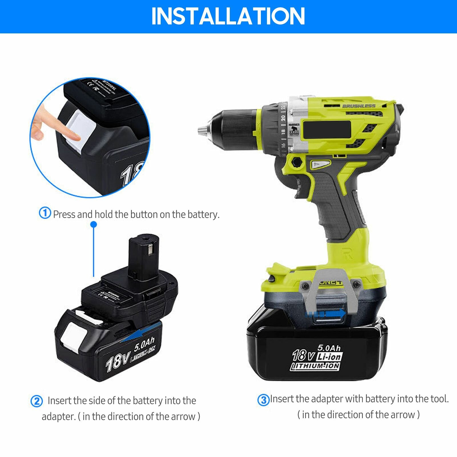 Адаптер для литиевых батарей Makita 18V-20V в инструменты Ryobi 18V