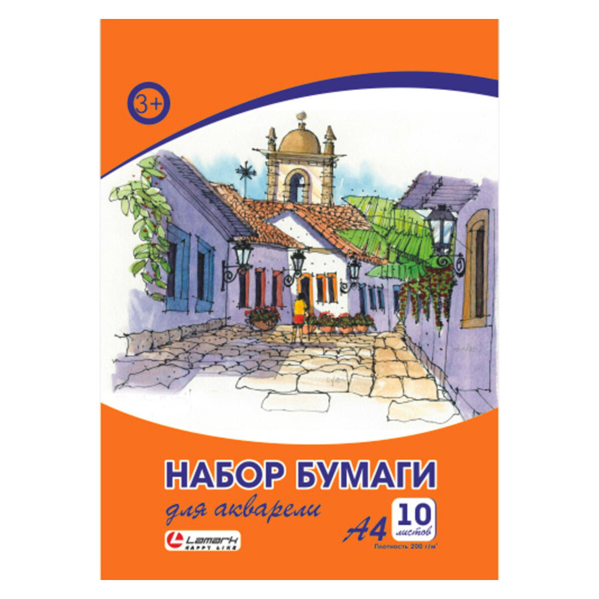 Бумага для рисования А4, 10 листов в папке, для акварели, туши, карандашей, фломастеров, Lamark