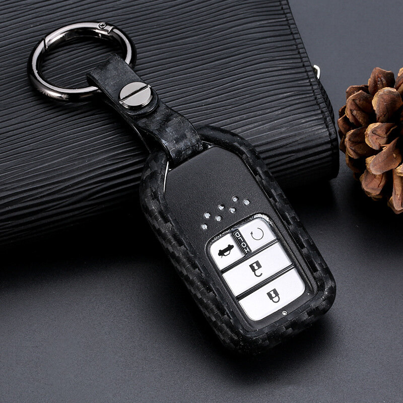 Чехол для ключей Honda CRV/Civic/Accord, с пряжкой, силиконовый, углеродное волокно