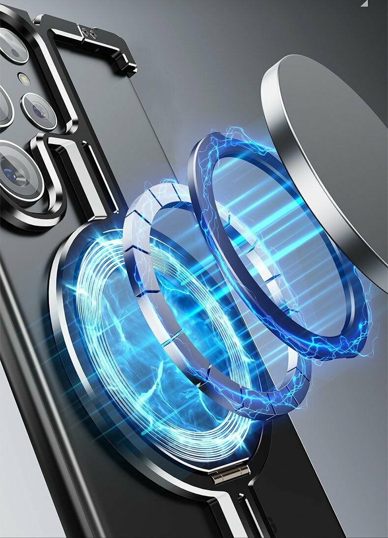 Чехол для Samsung Galaxy S23 Ultra (Самсунг Галакси С23 Ультра), металлический корпус военного образца, дизайн без полей, супермагнитный чехол Magsafe