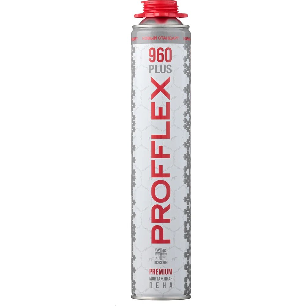 Пена монтажная PROFFLEX 960 00478, деревянный, универсальный, под пистолет, всесезонная, светло‑желтого цвета