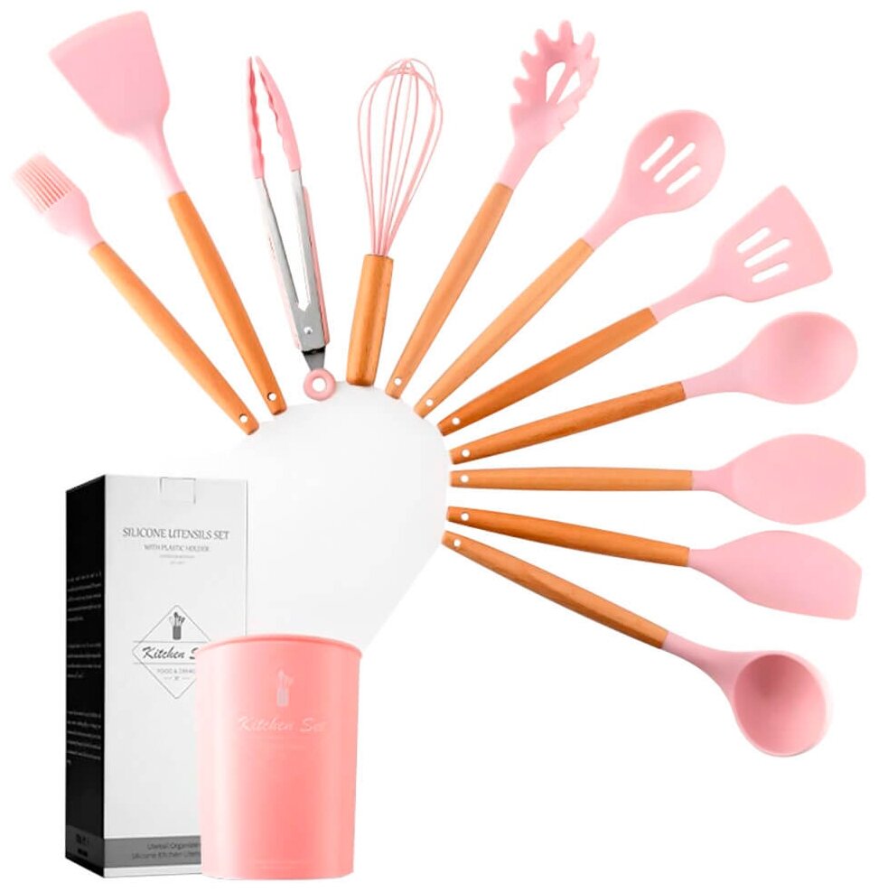 Набор навесок Kitchen Set силикон (11 шт.) розовый 32 см 11 12 см