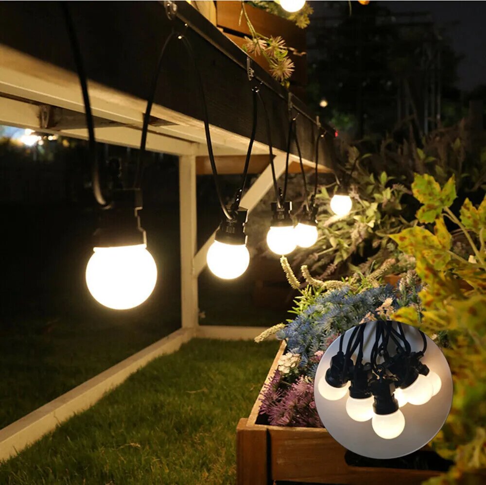 Светодиодная гирлянда DACHAN G50, 8 м, 10 ламп, тёплый белый, EU Plug 220V