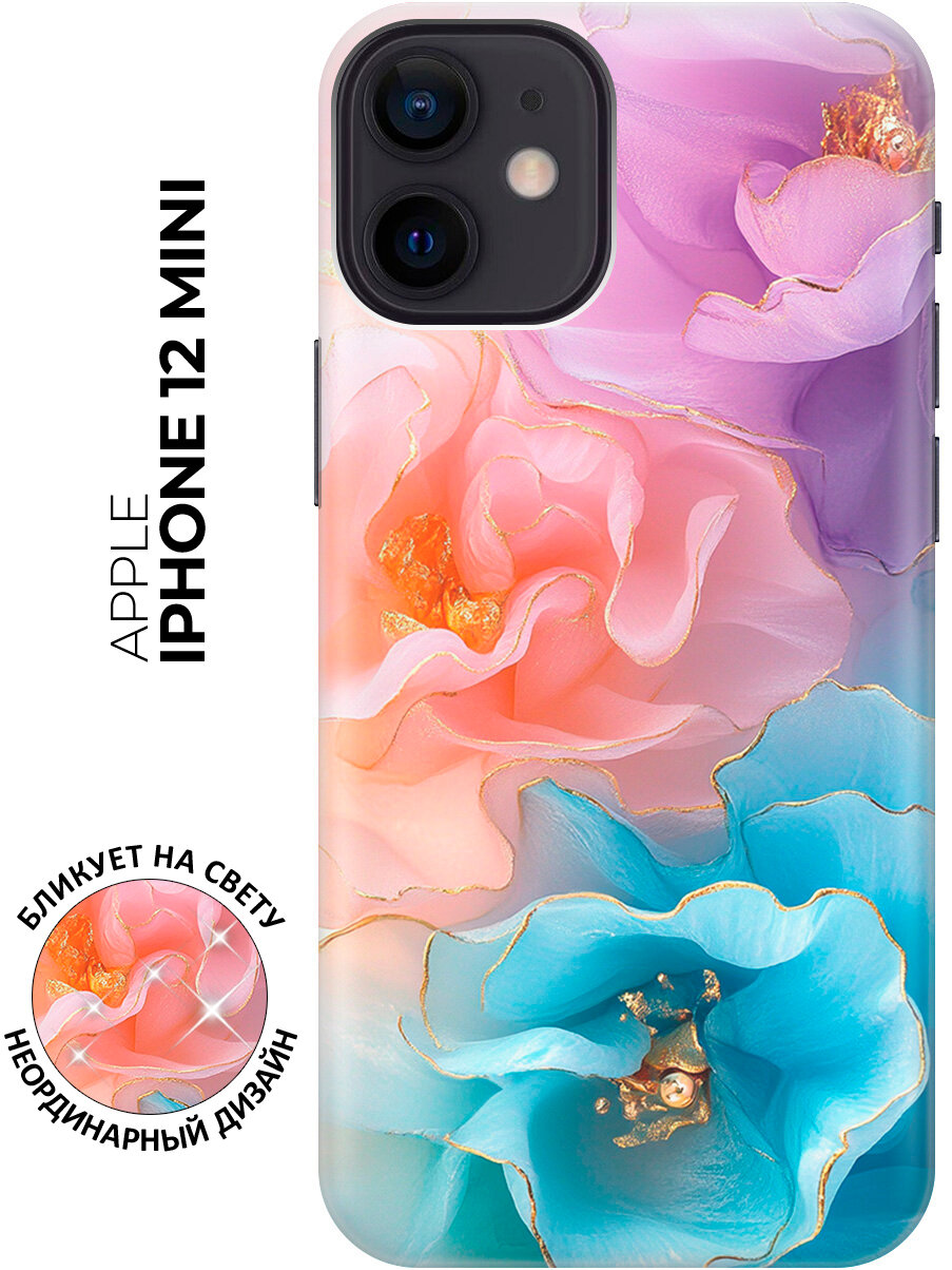 Силиконовый чехол на Apple iPhone 12 Mini с принтом "Изумительные цветы"