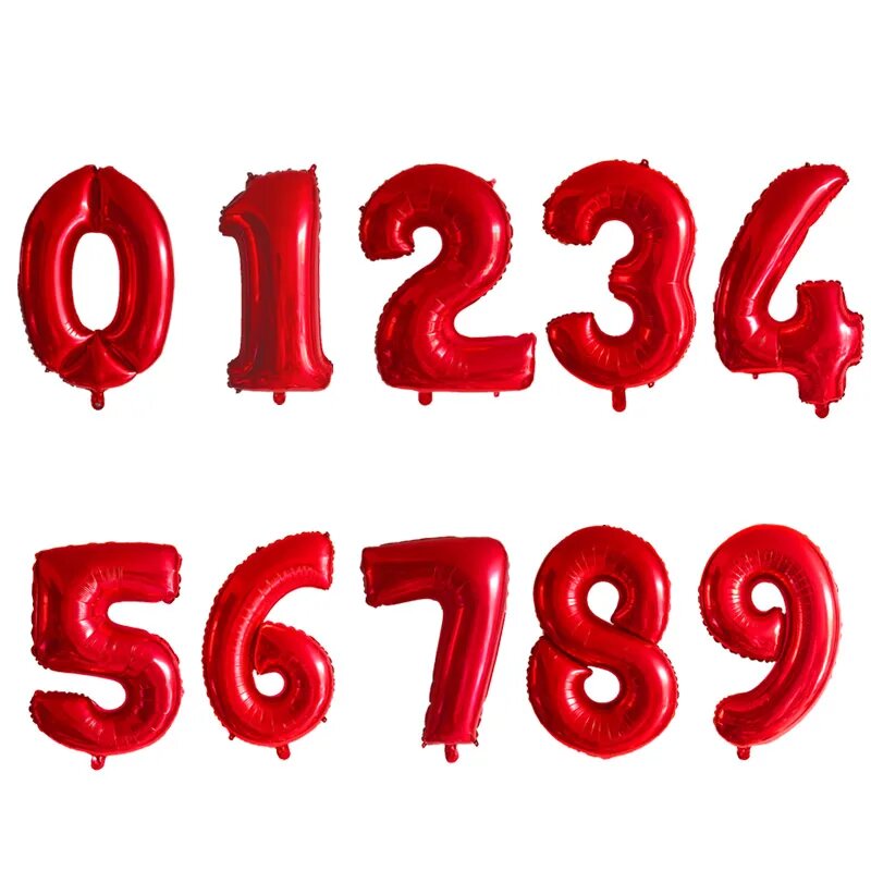LQZZY 32-дюймовые фольгированные шары с цифрами 1-18 лет Красный, Red, 5
