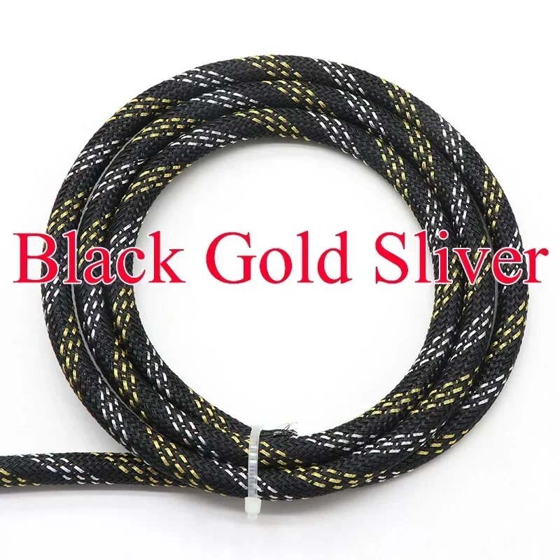 Плетеный рукав из ПЭТ для кабеля Black Gold Sliver, 10 Meters, 8mm